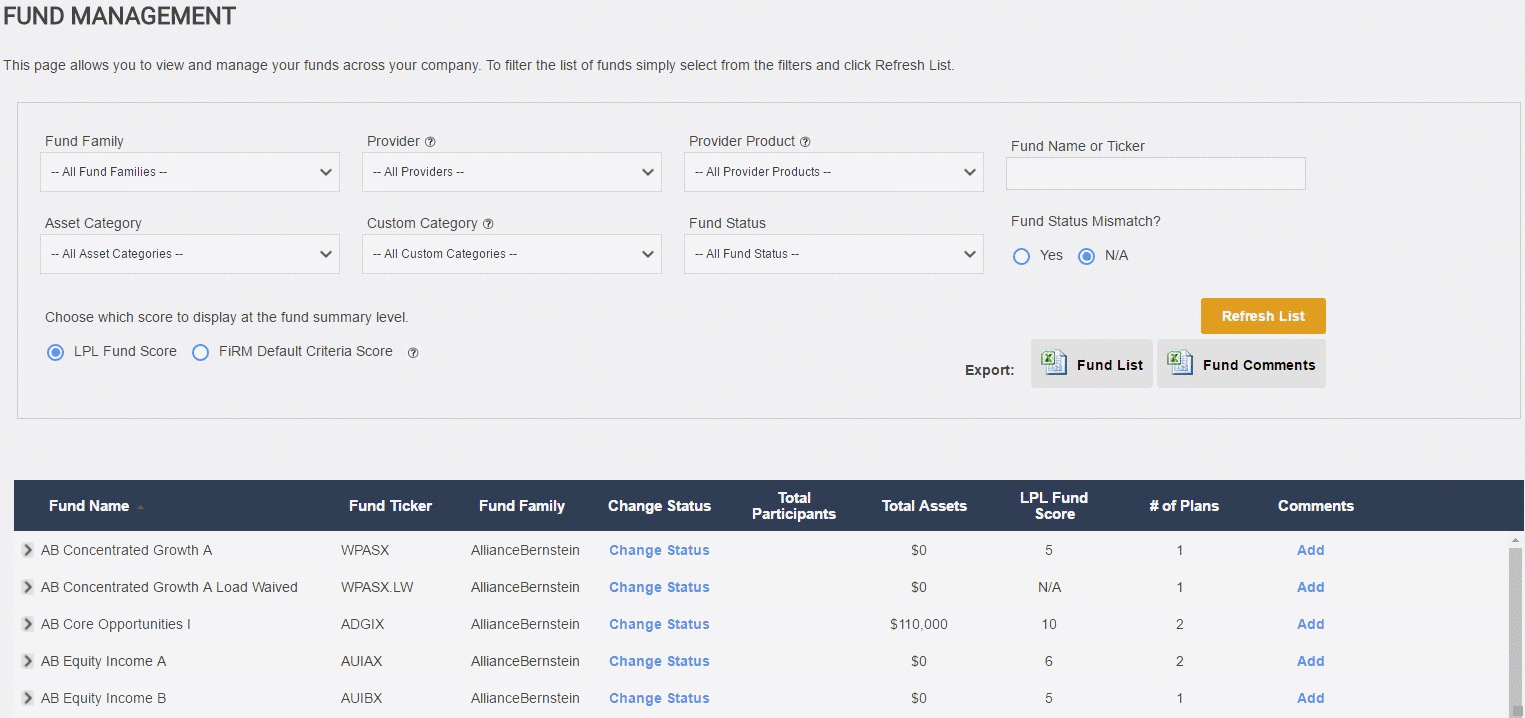 Fund Management - Export to Excel – FirmPlus - LPL